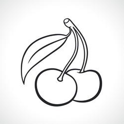 Muffin and cherries black white Royalty Free Vector Image