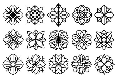 Flowers line art set Royalty Free Vector Image