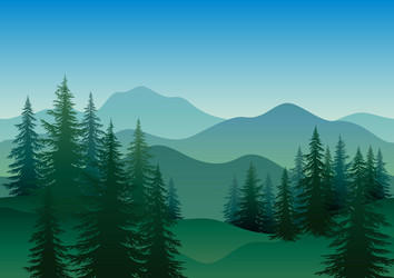 Spring or summer forest background with stylized Vector Image
