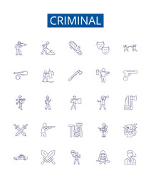 Criminal line icons signs set design collection Vector Image