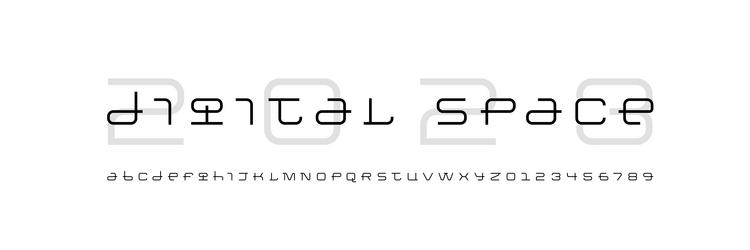 Tech wide thin future font digital cyber alphabet Vector Image