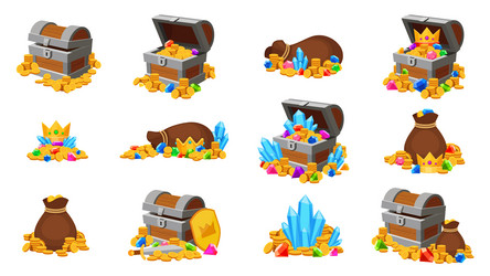 Animated treasure chest with red precious gem Vector Image