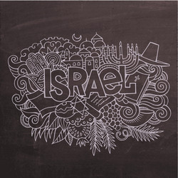 Israel hand lettering and doodles elements Vector Image