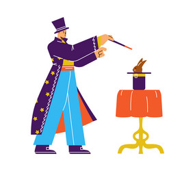 Magician performing his trick rabbit appearing Vector Image