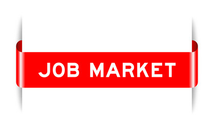 Red color of corner label banner with word job Vector Image
