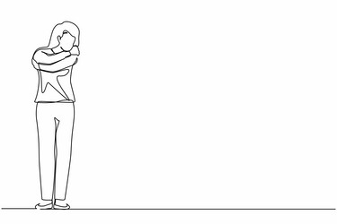 Single one line drawing love yourself young woman Vector Image