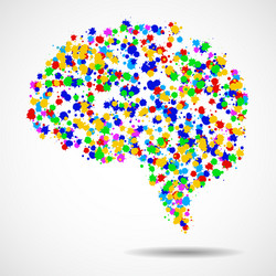 Abstract human brain of colorful ink splashes Vector Image