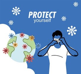 Man with mask protecting himself Royalty Free Vector Image