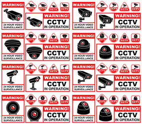 Set collections colorful labels sign cctv security