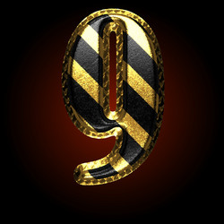 Golden and red letter 9 Royalty Free Vector Image