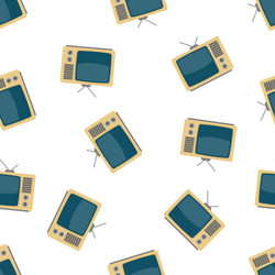 Retro tv with antenna engraved seamless pattern Vector Image