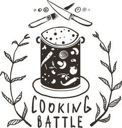 Cooking battle sign and label monochrome design Vector Image