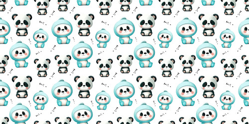 Cute panda seamless pattern template Royalty Free Vector