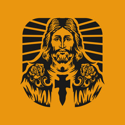 Jesus saved me text with heartbeat icon Royalty Free Vector