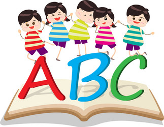 Kids with abc letters cartoon Royalty Free Vector Image