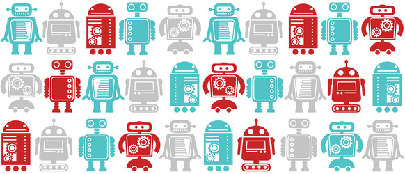 Retro robot seamless pattern Royalty Free Vector Image