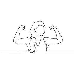 Strong women continuous one line drawing concept Vector Image
