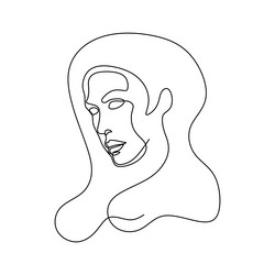 Abstract face one line drawing portrait Royalty Free Vector