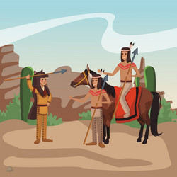 American indian riding a horse Royalty Free Vector Image