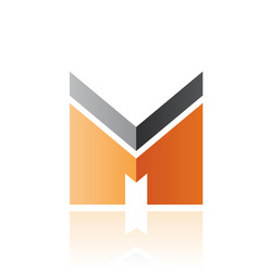 Orange and grey folded paper letter m Royalty Free Vector