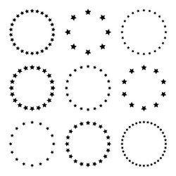 Stars of various sizes arranged in a circle round Vector Image