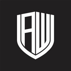 Aw logo monogram with shield line and 3 arrows Vector Image