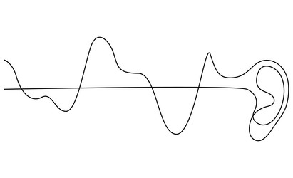 Human ear continuous line drawing Royalty Free Vector Image