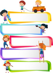 Frame template with happy kids Royalty Free Vector Image