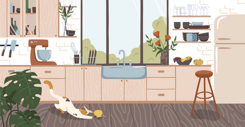 Classic american rustic kitchen interior Vector Image