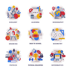 School Subjects Icon Set Royalty Free Vector Image