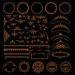 Vintage decorative element gold set Royalty Free Vector