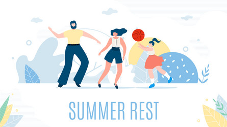 Happy active family walking outdoors Royalty Free Vector