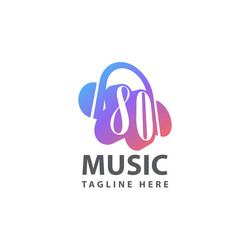 Retro 90s music badge logo Royalty Free Vector Image