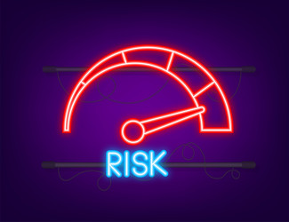Risk icon on speedometer neon icon high risk Vector Image