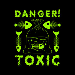 Toxic fish in bag skeleton warning danger Vector Image