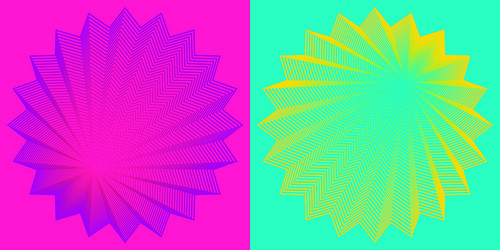 Twenty pointed star stripes blue yellow white Vector Image