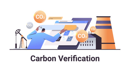 Carbon verification concept businessman using Vector Image