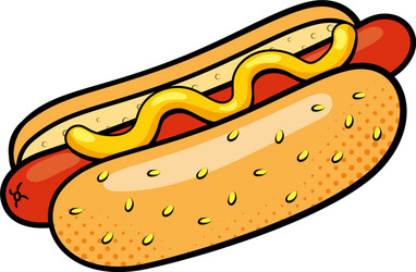 Hot dog in bun with mustard on top Royalty Free Vector Image