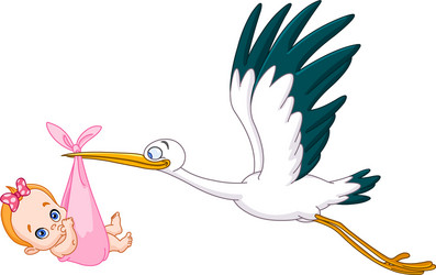 Stork and baby girl Royalty Free Vector Image - VectorStock