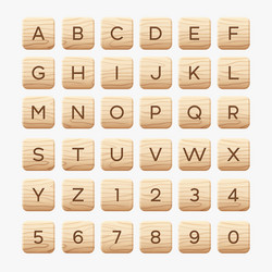 Wooden tiles alphabet square block with letters Vector Image