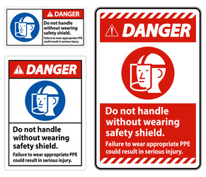 Notice sign do not handle without wearing safety Vector Image