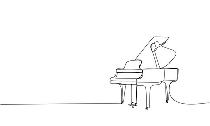 Piano one line art continuous line drawing Vector Image