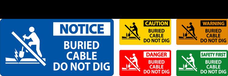 Danger sign buried fiber optic cable Royalty Free Vector