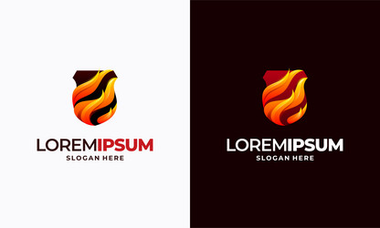 Modern fire shield logo template designs Vector Image