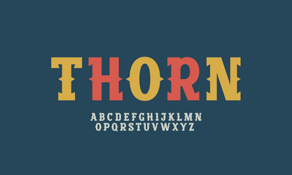 Alphabet thick font for your design with thorn Vector Image