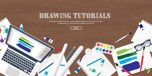 Digital drawing graphic design workplace Vector Image