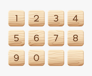 Wooden tiles alphabet square block with numbers Vector Image