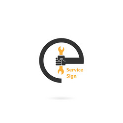 Human hand icon and wrench with gear logo design Vector Image