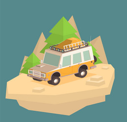 Isometric off-road suv car with roof rack Vector Image