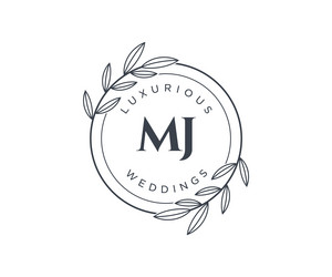 Mj initials letter wedding monogram logos Vector Image